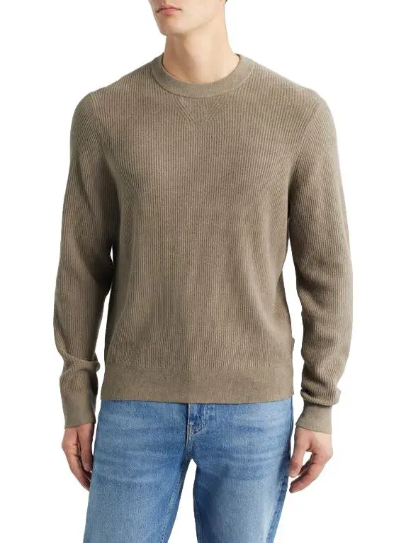 Hugo Boss Rib-knit Crewneck Sweater - Open Brown