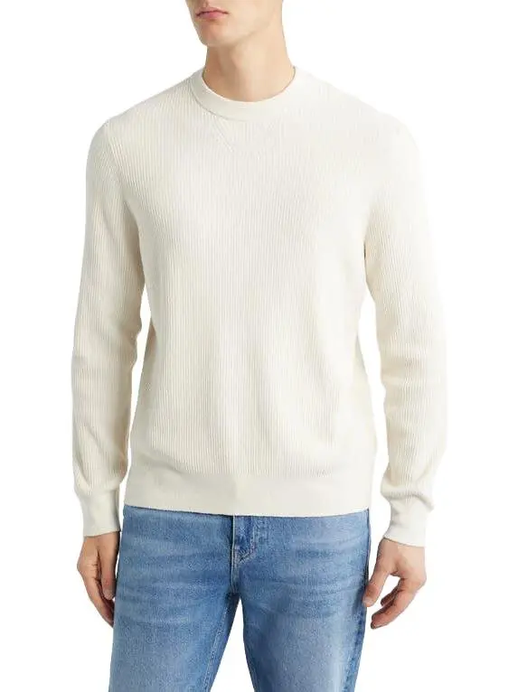Hugo Boss Rib-knit Crewneck Sweater - Open White