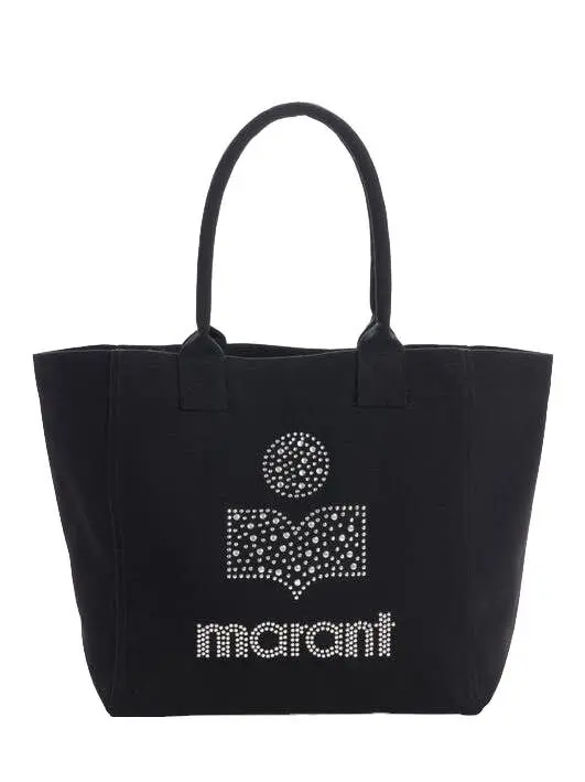 Isabel Marant Small Yenky Festive Studded Logo Canvas Tote - Faded Black
