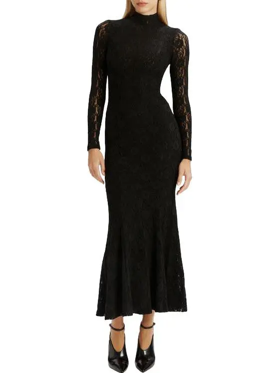 Bardot Harlyn Long Sleeve Lace Maxi Dress - Black
