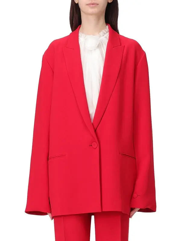 Alberta Ferretti Notched Lapel Jacket - Red