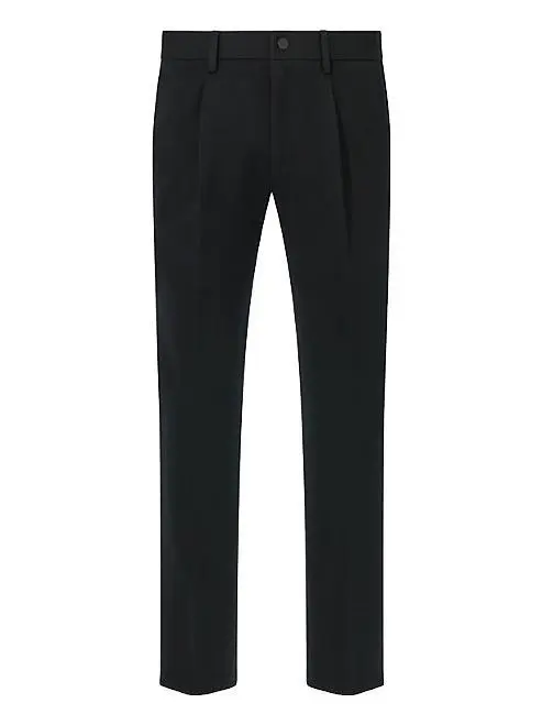 Boggi Milano Technical Pleated Wool Blend Trousers - Black