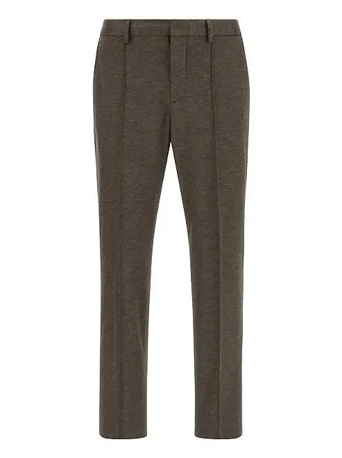 Boggi Milano Piping Straight-leg Jersey-blend Trousers - Brown