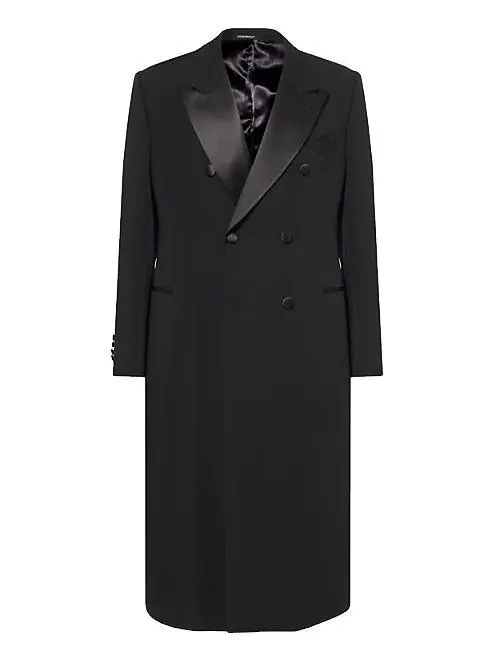 Emporio Armani Peak-lapel Double-breasted Wool Coat - Black Beauty