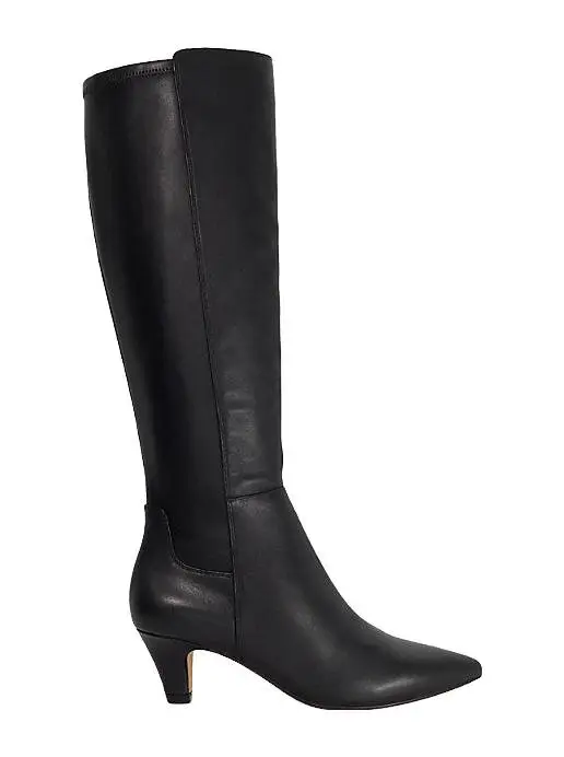 DUNE Leather Heeled Knee-high Boots - Black Leather