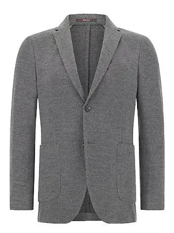 Boggi Milano Micro-texture Cotton-wool Blend Jersey Blazer - Grey