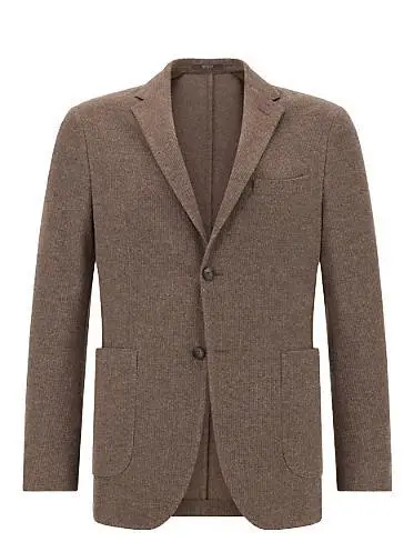 Boggi Milano Micro-texture Cotton-wool Blend Jersey Blazer - Brown
