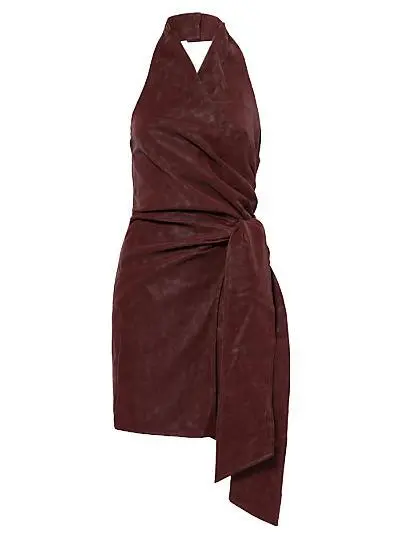 AMY LYNN Ingrid Faux-leather Mini Dress - Burgundy
