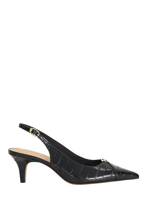 DUNE Heeled Leather Slingbacks - Black Leather