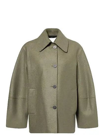 Harris Wharf London Pressed Wool Puff Sleeve Jacket - Hunting Green
