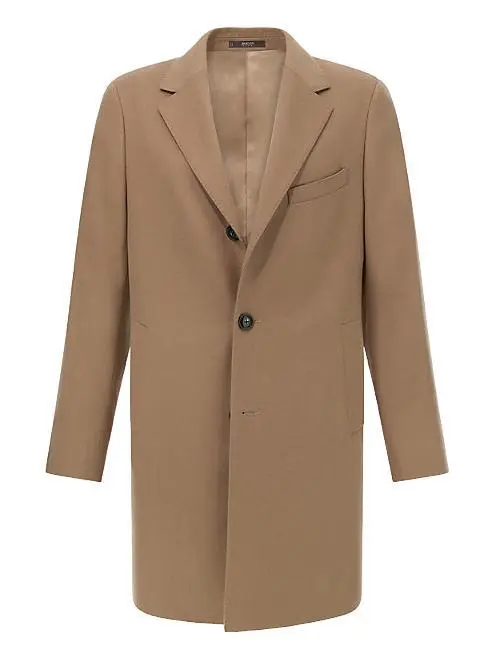Boggi Milano Notched-collar Cashmere Coat - Beige