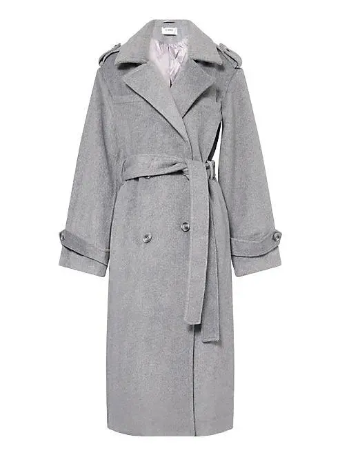 4TH & RECKLESS Anderson Belted Woven Coat - Dark Grey