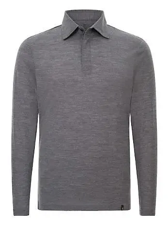 Boggi Milano Polo-collar Long-sleeve Wool-blend Polo Shirt Xxl - Grey