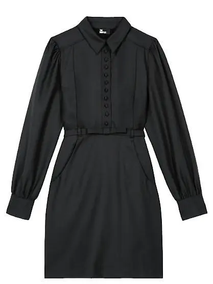 The Kooples Bow-detailed Wool-blend Mini Dress - Black