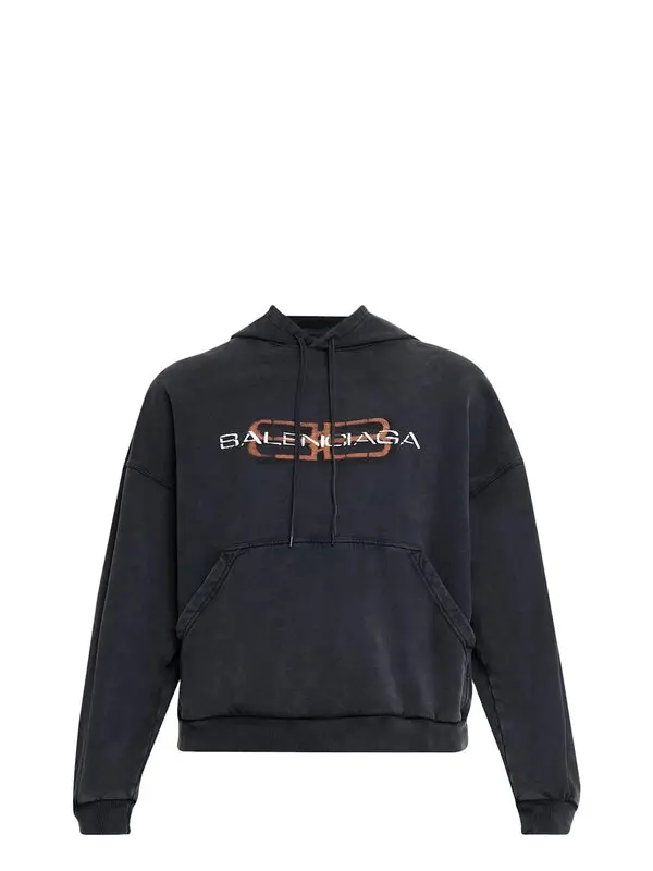 Balenciaga Bb Stencil Faded Terry Hoodie - Black