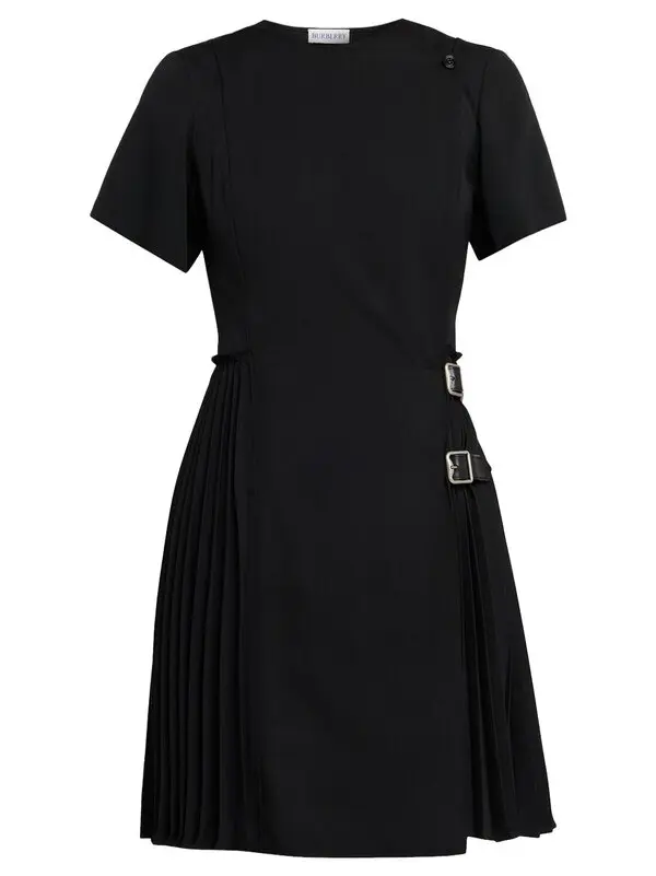 Burberry Ada Pleated Wrap Mini Dress - Black