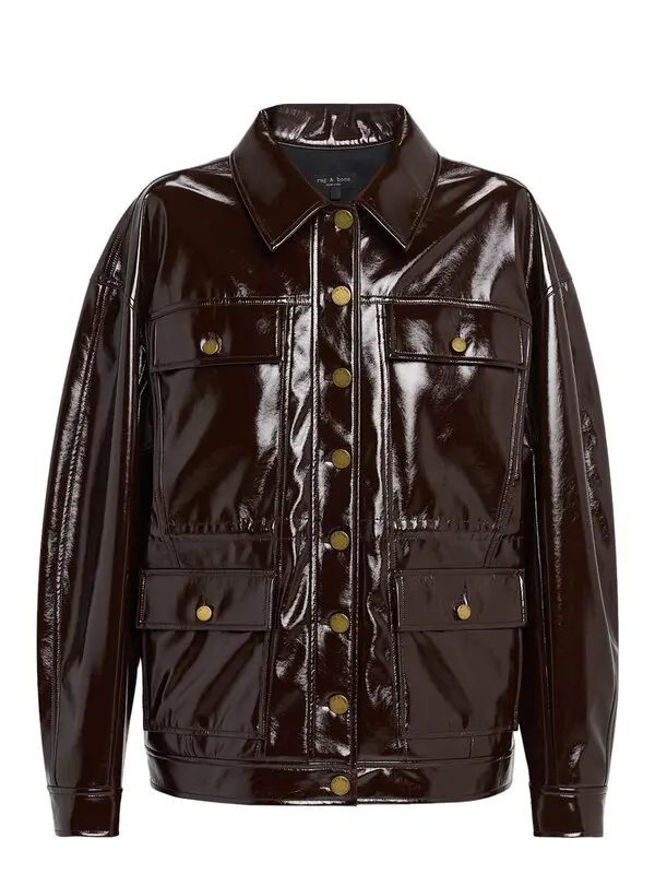 Rag & Bone Amy Faux Patent Leather Jacket - Brown