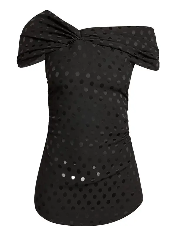 Isabel Marant Esen Polka-dot Off-the-shoulder Top - Black