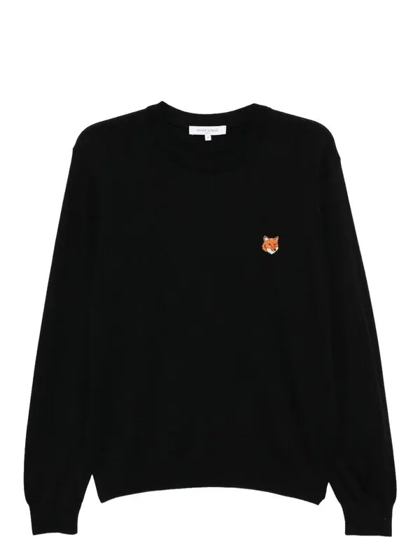 Maison Kitsuné Fox Head Wool Crewneck Sweater - Black
