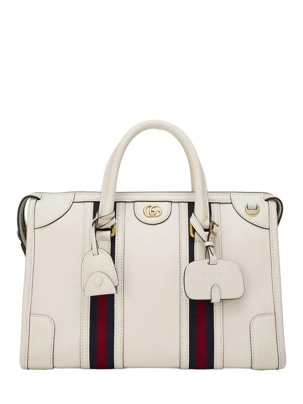 Gucci Leather Ophidia Top Handle Bag - White