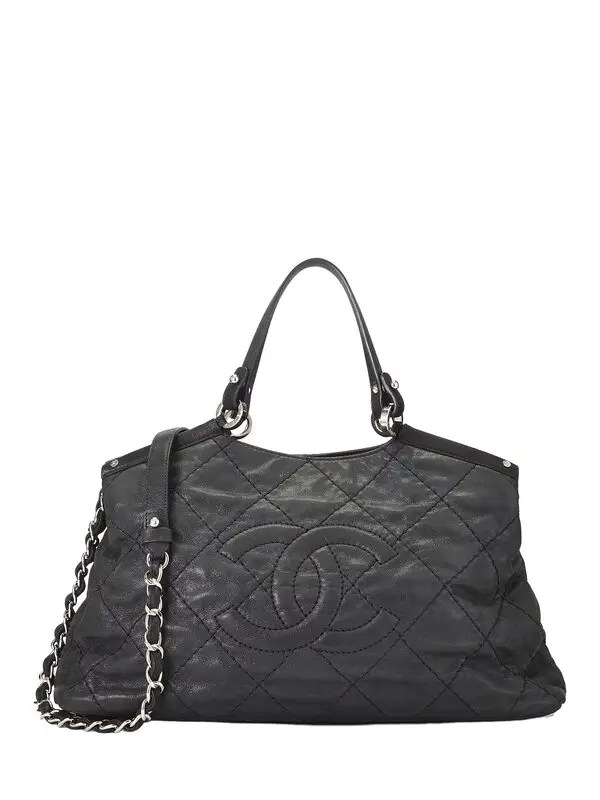 Chanel Nubuck Leather Sea Hit Tote Bag - Black