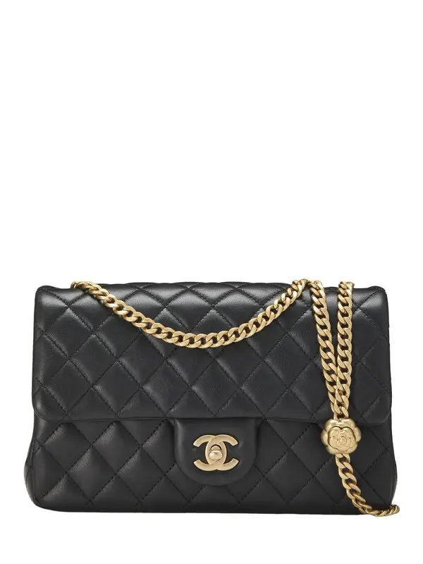 Chanel Lambskin Camellia Crush Flap Bag - Black