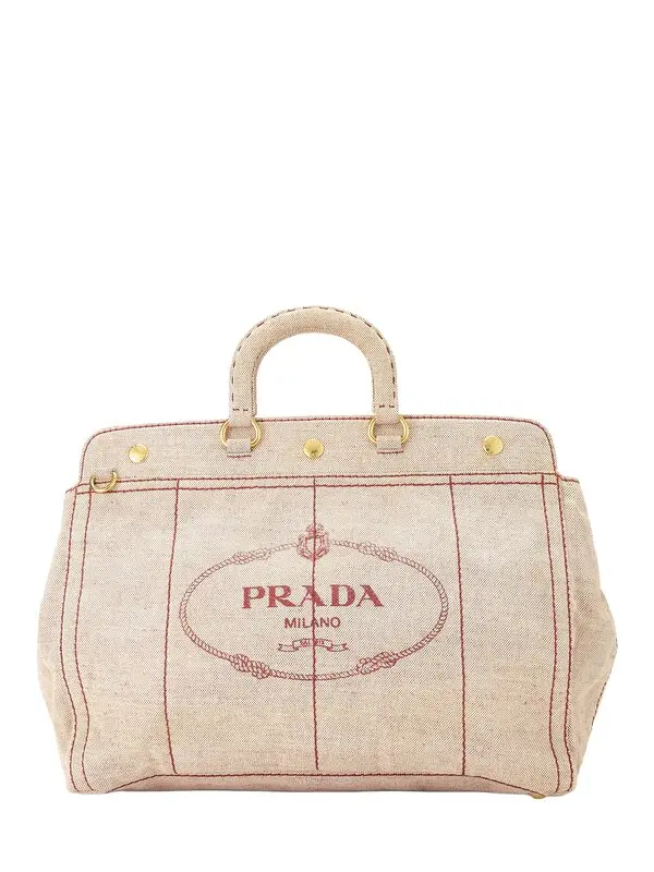 Prada Canapa Logo Tote - Red