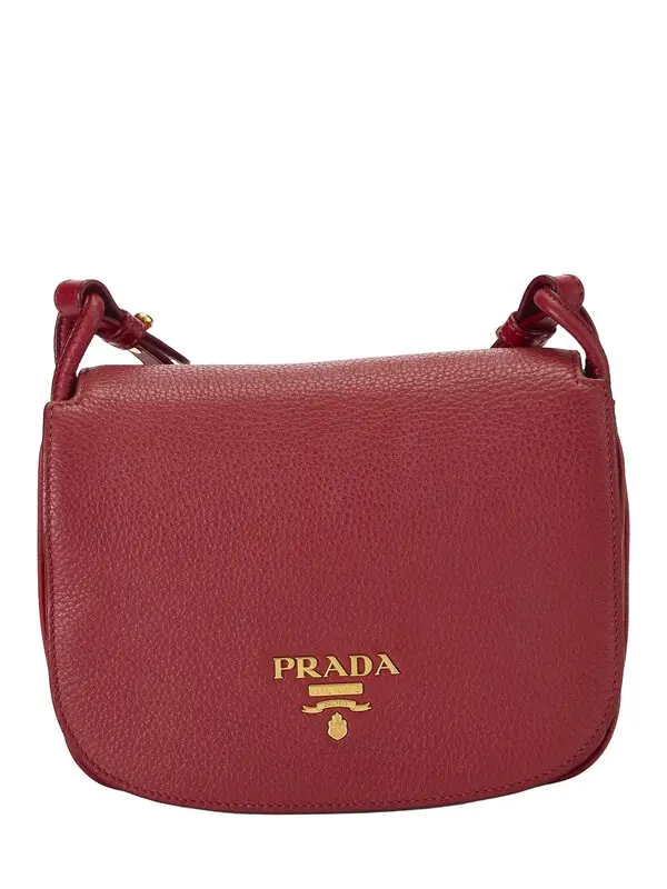 Prada Vitello Daino Flap Crossbody Bag - Red