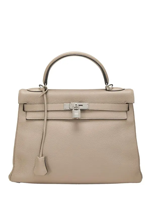 Hermès Clemence Kelly Retourne 32 Handbag - Gris Tourterelle