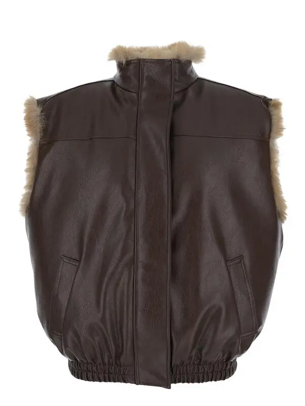 MSGM Reversible Sleeveless Jacket - Brown