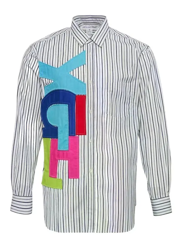 Comme Des Garçons Appliqué-detail Striped Shirt - White