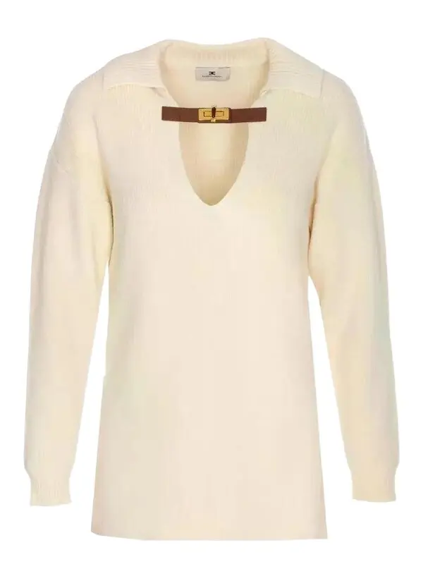 Elisabetta Franchi Collar Detail Sweater - White