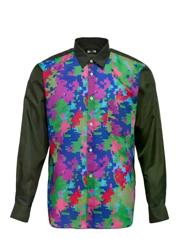 Comme Des Garçons Colour-block-print Shirt - Green