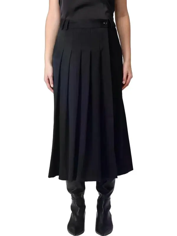 Liviana Conti Belted Pleated Midi Skirt - Black