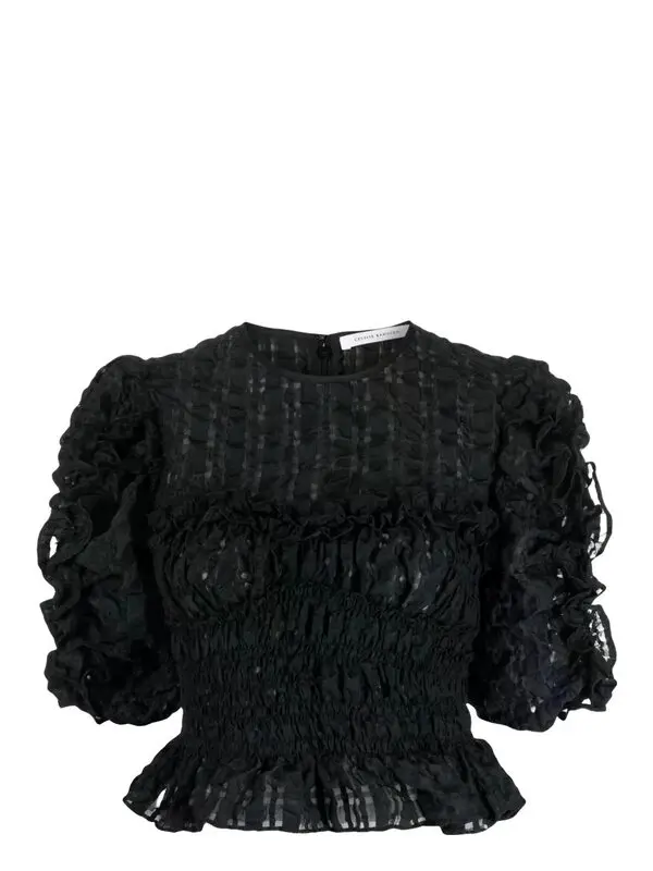 Cecilie Bahnsen Ruffled-detail Organza Top - Black