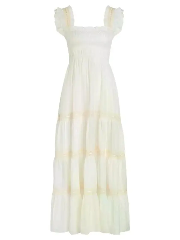 Rixo Aubrie Ruffled Midi Dress - White