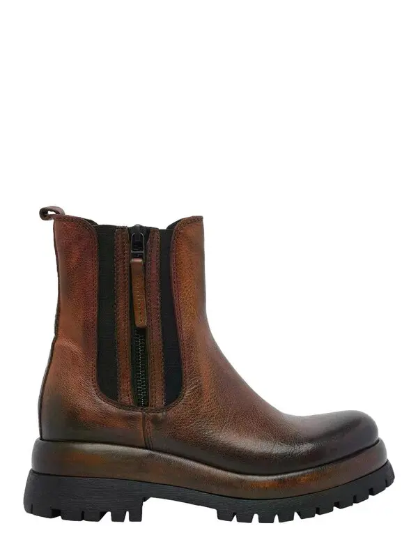 PAWELK'S Round-toe Zip Boots - Brown