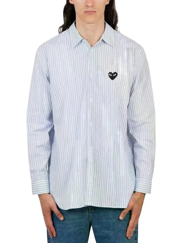 Comme Des Garçons Striped Appliqué Shirt - Blue