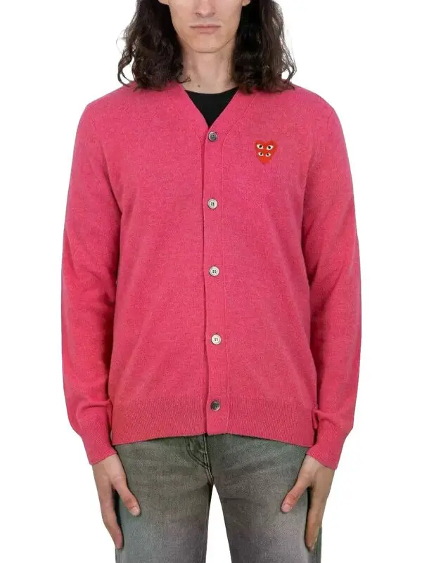 Comme Des Garçons Double Logo Cardigan - Pink
