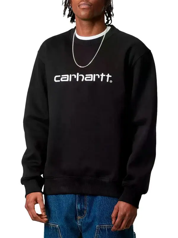 Carhartt Work In Progress Logo-lettering Crew-neck Sweatshirt - Black
