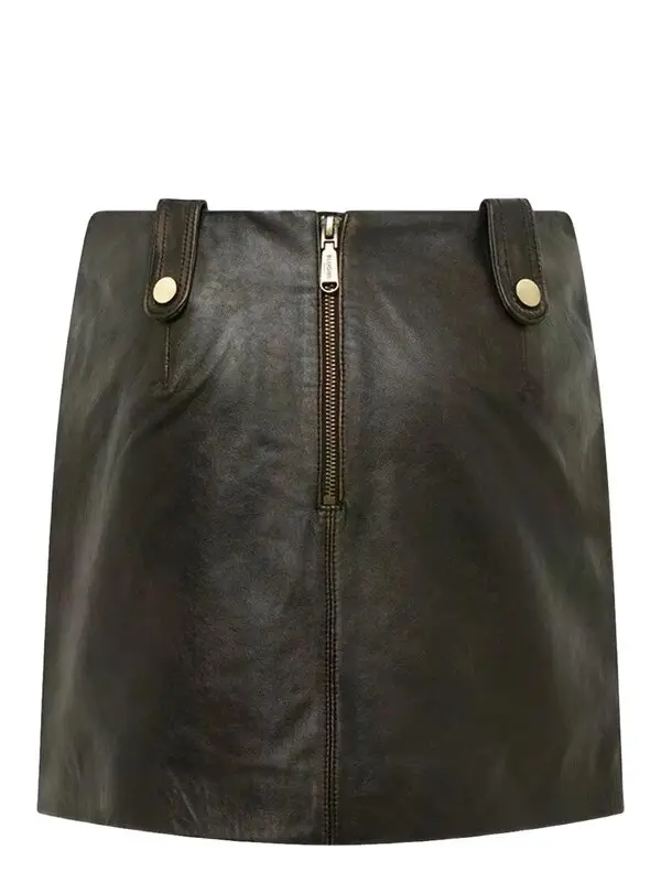 BLUGIRL Treated Leather Mini Skirt - Brown
