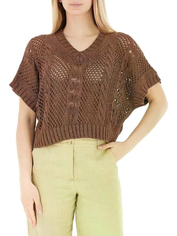 VICOLO V-neck Sweater - Brown