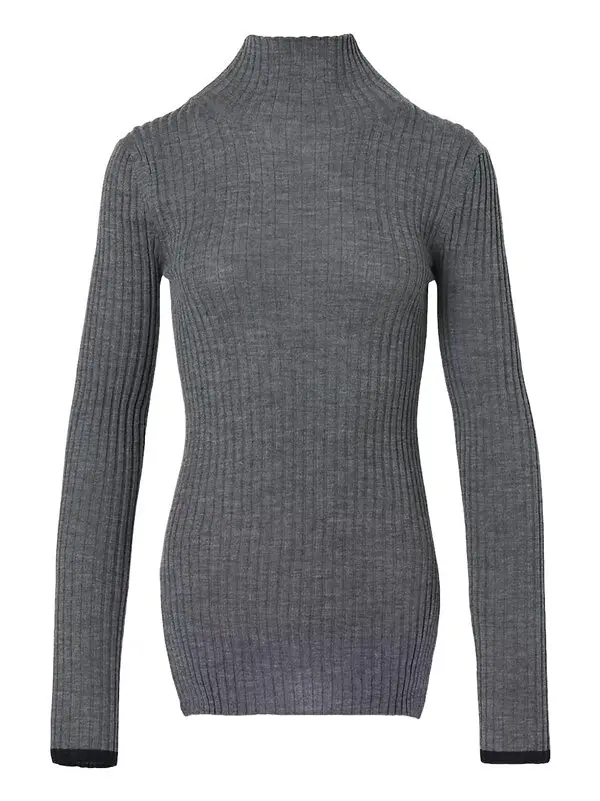 Plan C Ribbed-knit Turtleneck Sweater - Grey