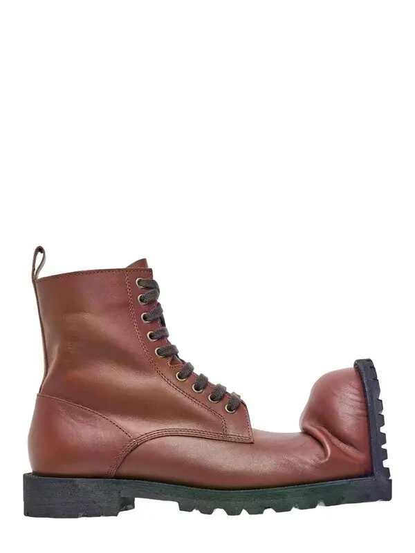 Comme Des Garçons Oversized-toe Leather Boots - Brown