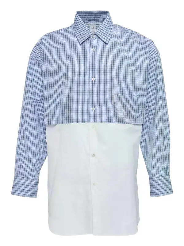 Comme Des Garçons Checked Panelled Shirt - Blue
