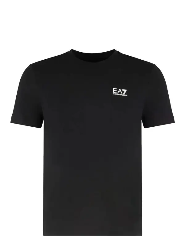 EA7 Logo Cotton T-shirt - Black