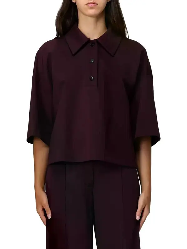 Liviana Conti Buttoned Collared Polo Shirt - Purple