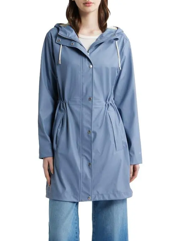 ILSE JACOBSEN Hooded Waterproof Raincoat - Grey Blue