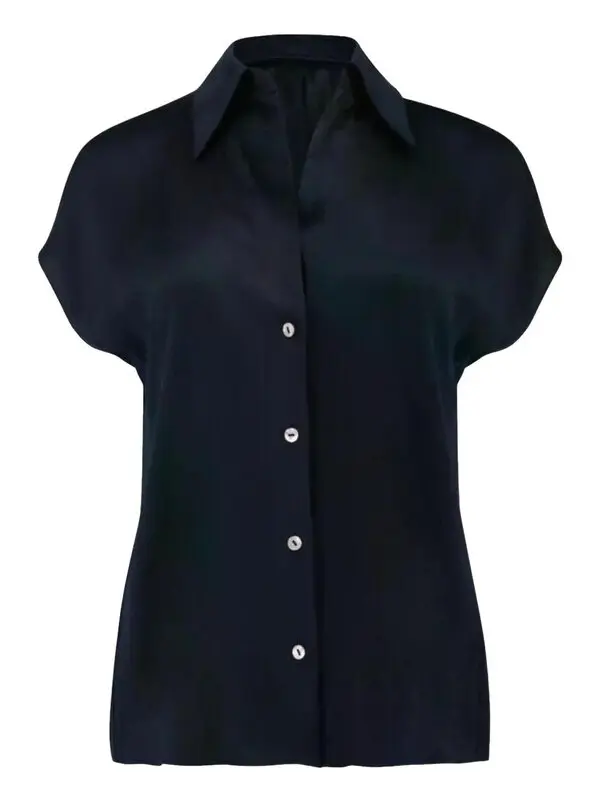 Vince Cap-sleeve Silk Shirt - Black