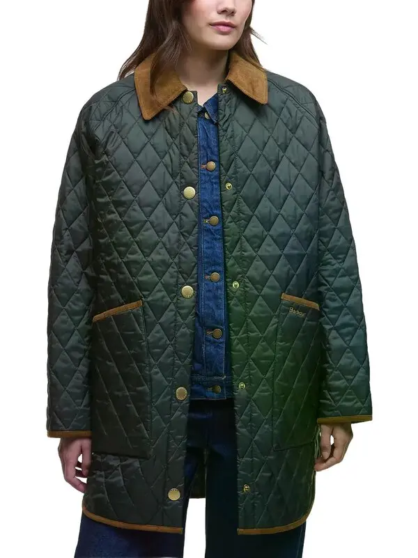 Barbour Quilted Corduroy-collar Coat - Green